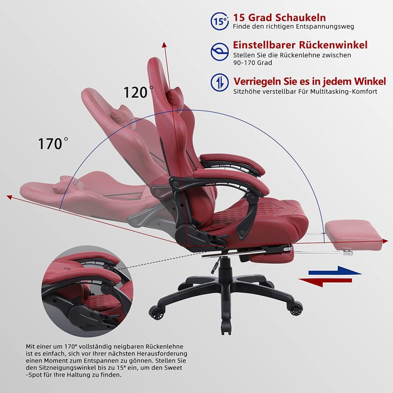 Dowinx Chaise Gaming Ergonomique Fauteuil de Bureau et PC avec Support ...