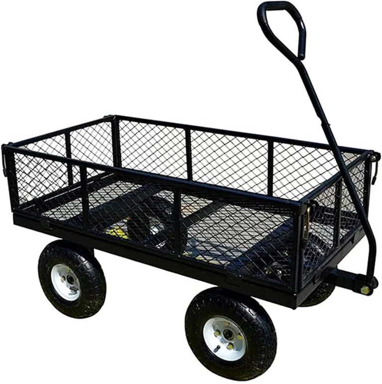 Afang Chariot remorque Jardin, Main Remorque Brouette 4 Roues Benne ...